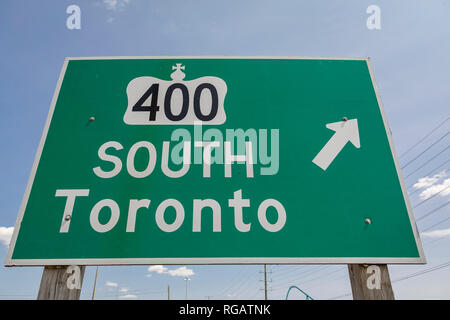 Highway 400 south signs to Toronto Stock Photo - Alamy
