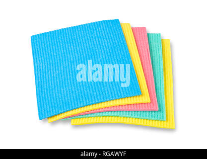 Clean sponge cloths isolated on white background. Household cleaning ...