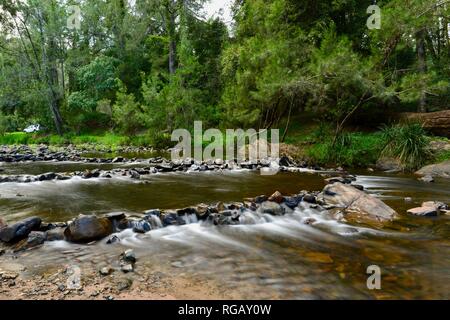 The 4wd crossing of broken river at the Bush camp at The Diggings ...
