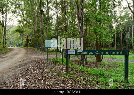 The digging campsite sign, Bush camp at The Diggings, Crediton state ...
