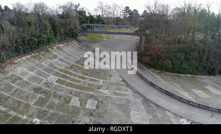 The remain of the concrete Banked Track at Brooklands, the world's ...