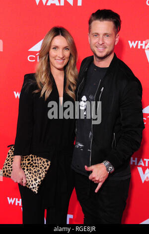 Ryan Tedder and his wife Genevieve Tedder arrive on the red carpet ...