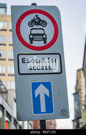 Traffic sign "All traffic must turn left except for bicycles Stock ...
