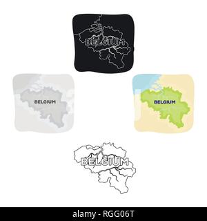 Cartoon map of Belgium. Travel illustration with landmarks, buildings ...