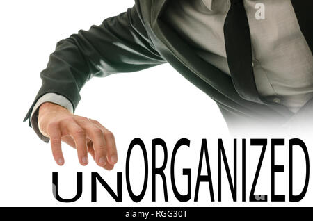 Changing word Unorganized into Organized by crossing off letters un ...