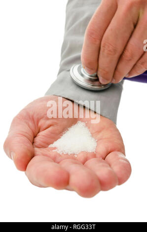 Sugar overconsumption, addiction concept. Refined pieces of white sweet ...