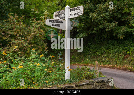 Old Directional signs, seen in Brendon, Devon, England, UK Stock Photo ...