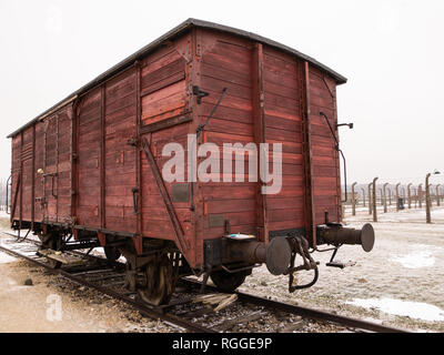 Railway carriage, cattle truck, transport, Auschwitz-II Birkenau ...