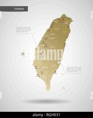 Taiwan map with borders, cities, capital and administrative divisions ...