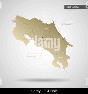 Costa Rica map with borders, cities, capital and administrative ...