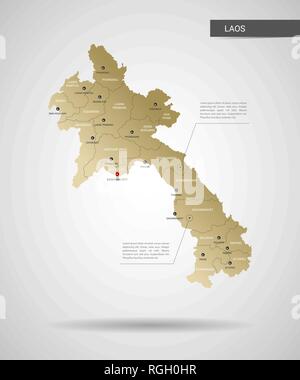 Laos map with borders, cities, capital and administrative divisions ...