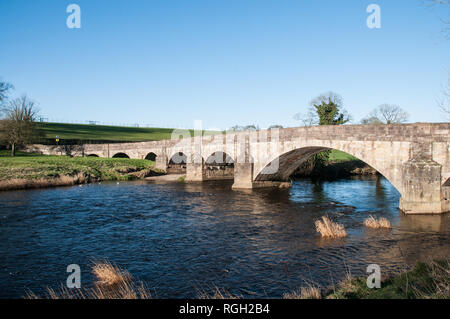 Edisford Bridge, Clitheroe, Lancashire, UK. The bridge is one of the ...