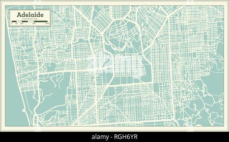 Adelaide Australia City Map in Black and White Color. Outline Map ...