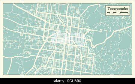Toowoomba Australia City Map in Retro Style in Golden Color. Outline ...