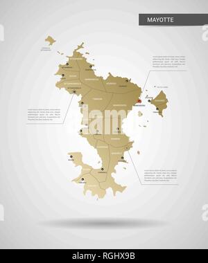 Mayotte map with borders, cities, capital and administrative divisions ...