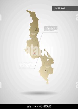 Malawi political map of administrative divisions - districts. Colorful ...