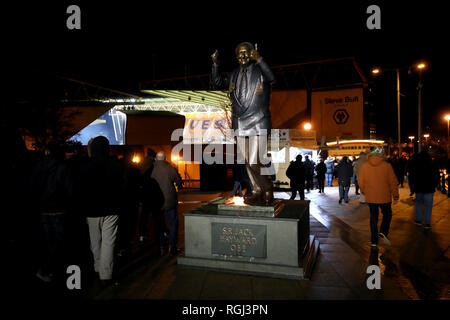 A general view of the Jack Hayward statue, Molineux Stadium ...