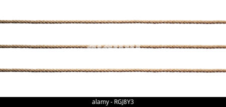 Rope isolated. Collection of different ropes on white background Stock ...