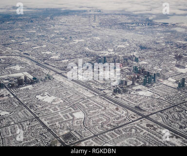 Aerial view of downtown Mississauga Ontario on Lake Ontario and ...