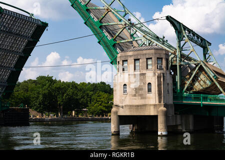 Raised Jefferson Street Bridge on a Summer afternoon. Joliet, Illinois ...