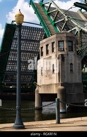 Raised Jefferson Street Bridge on a Summer afternoon. Joliet, Illinois ...