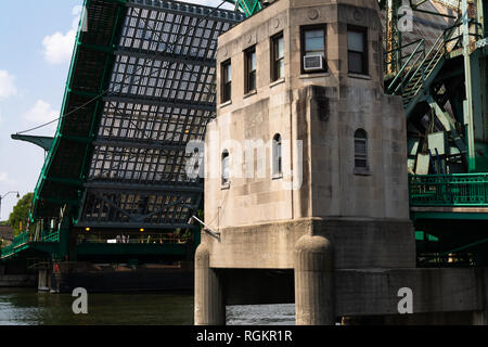 Raised Jefferson Street Bridge on a Summer afternoon. Joliet, Illinois ...