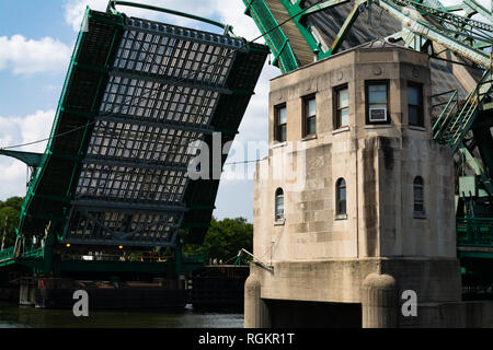 Raised Jefferson Street Bridge on a Summer afternoon. Joliet, Illinois ...