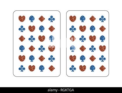 Red and blue back side of playing cards - vector illustration Stock ...
