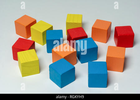 Colorful wooden childen's building blocks scattered loose Stock Photo ...