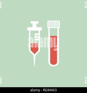Anesthesia syringe icon. Flat illustration of anesthesia syringe vector ...