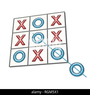 Think outside the box tic tac toe game text Stock Photo - Alamy