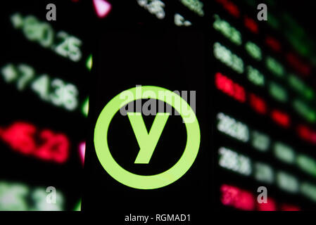 Krakow, Poland. 30th Jan, 2019. Yubico logo is seen on an android ...