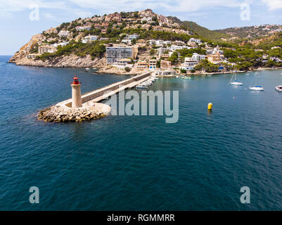 Aerial view of boats at Port d'Andratx, Balearic Islands, Spain Stock ...