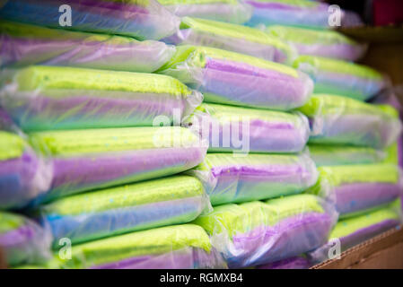 New colorful kitchen towels in plastic packaging, kitchen accessories ...