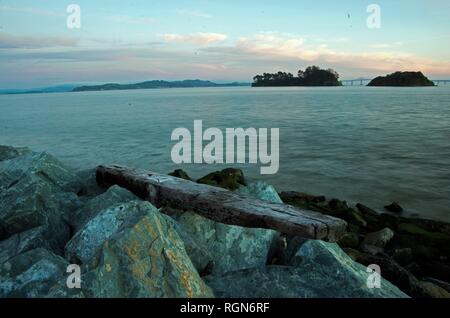 The Richmond Bridge can be seen from the Loch Lomond Yacht Harbor ...