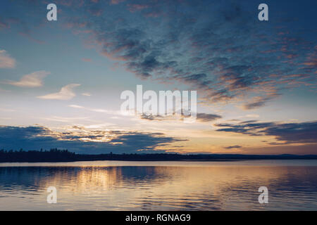 Finland Sunset over lake Inari Lapland Stock Photo - Alamy