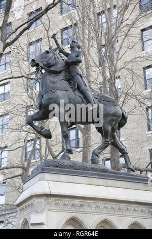 Statue of Joan of Arc erected in 1915 by the Joan of Arc Statue Committee in Joan of Arc Park at ...