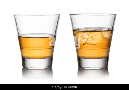 iGlass of whisky and ice isolated white background Stock Photo - Alamy