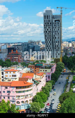View over Tirana and new Skyscraper, Tirana, Albania Stock Photo - Alamy