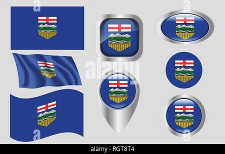 Wave flag of Alberta is a region of Canada. Banner or ribbon vector ...