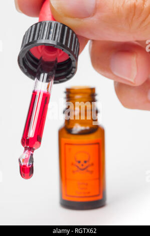 Medicine bottle with poisonous liquid on white background Stock Photo ...