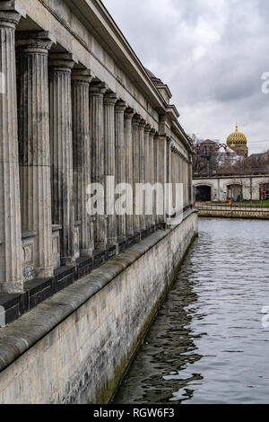 Colonnade pillars in museum island near Spree river, in Berlin, Germany ...