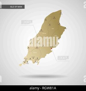 Stylized vector Isle of Man map showing big cities, capital Douglas ...