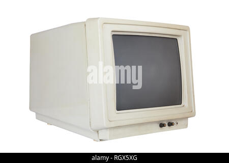 Old Computer Monitor Isolated on White Background Stock Photo - Alamy