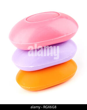 three peaces soaps isolated on a white background with clipping path ...