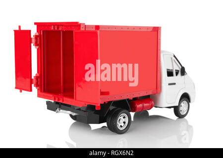 Toy red truck isolated on a white background Stock Photo - Alamy