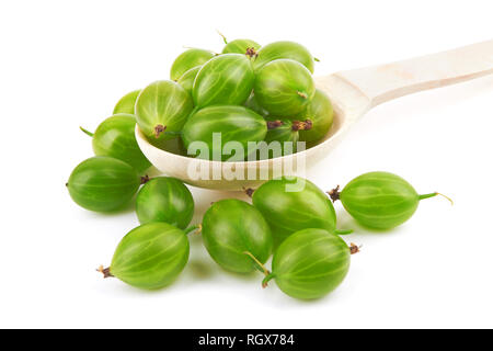 Gooseberry in wooden spoon isolated on white Stock Photo - Alamy