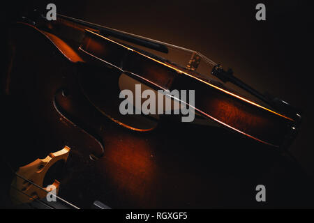 Details of old violin and cello, accentuated shapes and textures Stock ...