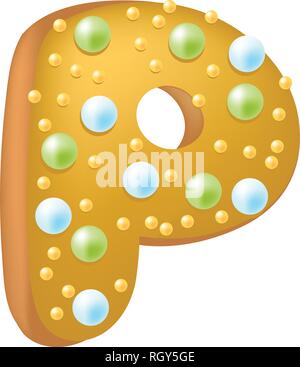 Cartoon vector illustration Donut Letters W. Hand drawn font with sweet ...