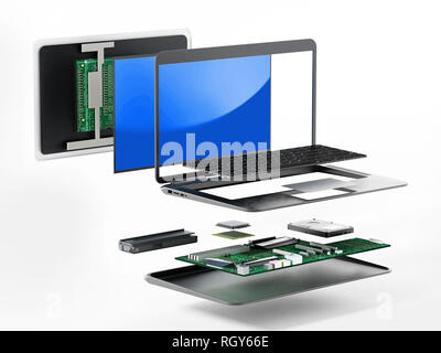 Structure of laptop computer showing spare parts. 3D illustration Stock ...